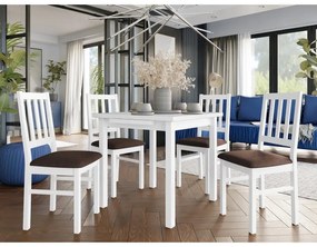 Rozkládací jídelní stůl se 4 židlemi AL08, Barva dřeva: bílá-L, Potah: Soro 28