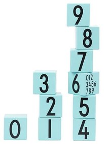 Dřevěné kostky Numbers Turquoise Design Letters