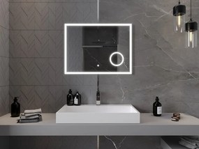 Mexen Kala osvětlené koupelnové zrcadlo s kosmetickým zrcátkem 80 x 60 cm, LED 6000K, proti zamlžení