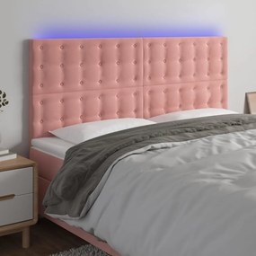 Čelo postele s LED růžové 180x5x118/128 cm samet