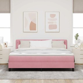 Postel s boxspringem s čelo Růžová 180 x 200 cm samet 3339127