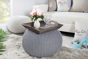 Pouf Leeds 50cm šeda pletená židle