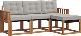 Venkovní pohovková souprava 4 ks Přírodní a světle šedá 3368542
