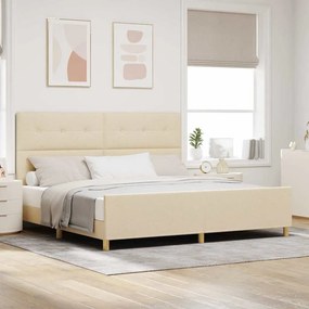 Rám postele s čelo Krémová 200 x 200 cm textil 3344758
