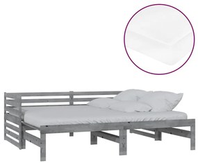 vidaXL Marketos Výsuvná denní postel 2 × (90x200 cm) šedá masivní borové dřevo