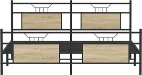 Kovový rám postele bez matrace dub sonoma 180 x 200 cm 3325098