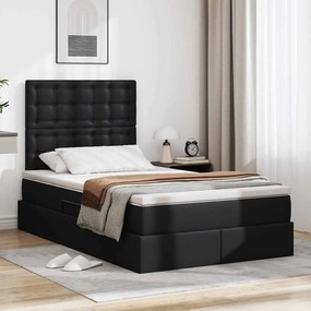 Postel s úložným prostorem s čelo Černá 120 x 190 cm Umělá kůže 3371657