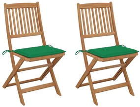 Skládací zahradní židle s poduškami 2 ks masivní akáciové dřevo,  3064649