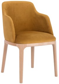 OnaDnes -20% Nordic Design Žlutá sametová jídelní židle Lola s područkami
