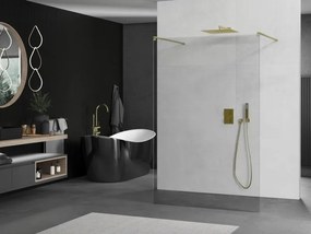 Mexen Kioto, sprchová zástěna Walk-In 155 x 200 cm, 8mm čiré sklo, zlatý matný profil, 800-155-002-55-00