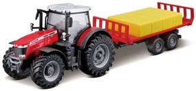Bburago Farm traktor Messey Ferguson s přívěsem na balíky 1:50
