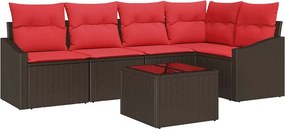 Set pohovek 6 ks Hnědá polyratan 3346734
