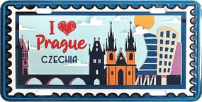 GiftyCity GIFTY CITY Plechová značka 15x30 cm I Love Prague