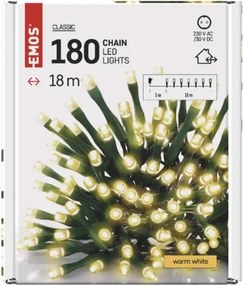 Vánoční osvětlení EMOS D4AW04 ZY1704T 180LED řetěz 18m teplá bílá s časovačem