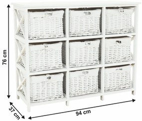 Kondela Komoda, dřevo / proutí / látka, bílá, Rafaello 9