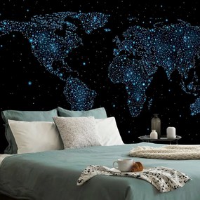 Tapeta mapa světa s noční oblohou - 150x100 cm