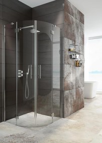 Deante Abelia, čtvrtkruhový sprchový kout s výklopnými dveřmi 80x80 cm, výška 200cm, 6mm čiré sklo s ActiveCover, chromový profil, KTA_052P