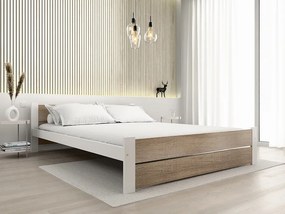 Postel IKAROS DOUBLE 120 x 200 cm, bílá/dub sonoma Matrace: Bez matrace, Rošt: Bez roštu