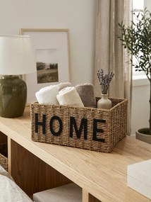 Sinsay - Pletený úložný koš s nápisem Home - béžová