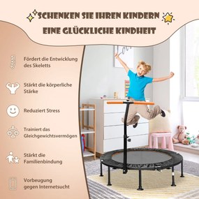 Costway Φ117 cm Skládací mini trampolína s výškově nastavitelným madlem dětská