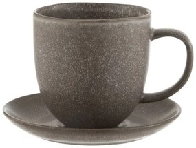 Šedo-hnědý keramický šálek s podšálkem Louise taupe - 12*9*9.5cm