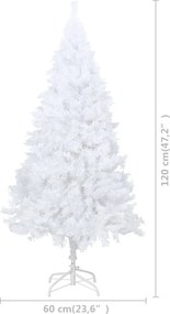vidaXL Umělý vánoční stromek s LED a sadou koulí zelený 120 cm PVC [3077711] Barva: Bílo-šedá