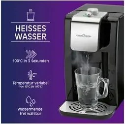 ProfiCook HWS 1168 černý-nerez / Dávkovač horké vody / 2600W / 2.2L