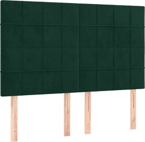 Box spring postel s matrací a LED tmavě zelená 140x200 cm samet 3136128