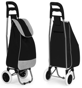 Nákupní košík, 25l taška, na kolečkách, kovový rám, gumová kolečka, černý ModernHome