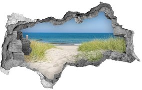 Wallmuralia Díra 3D ve zdi na stěnu Mořské duny 95x73 cm