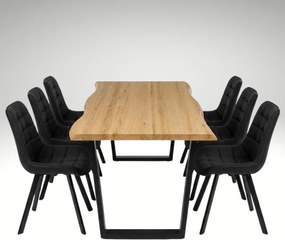 Vikio Jídelní set pro 6 osob 180x90 cm dub noha U černá židle VJS158-6C