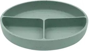 KikkaBoo Talíř dělený s přísavkou Platinum Silicone Sage / od 6 měsíců
