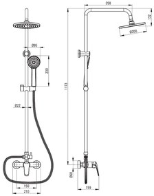 Deante Shower column, 3-function - with mixer tap