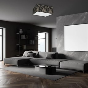 Stropní svítidlo Satino Square, 1x černé/zlaté textilní stínítko, (bílé plexisklo), (50 cm)