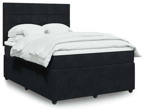Box spring postel s matrací černá 140x200 cm samet 3294660