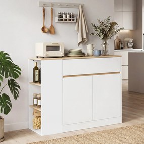Sideboard, großes Schrankfach, 3 Ablagefächer, Schublade, 106 x 30 x 81,2cm, Weiß/Holz