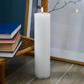 Dobíjecí LED svíčka z pravého vosku Sille, Ø 7,5 × 30 cm, bílá