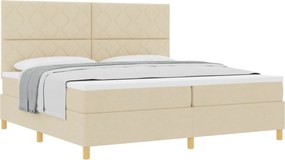 Postel s boxspringem s čelo Krémová 200 x 200 cm textil 3339726