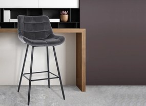 Barová židle Weston samet – tmavě šedá