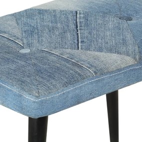 Houpací křeslo s podnožkou modré denim patchwork plátno,  339704