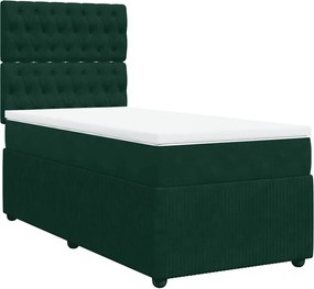 Box spring postel s matrací tmavě zelená 80 x 200 cm samet 3292199