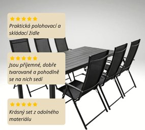 Vikio Zahradní set 190x90 pro 6 osob V137-190 černá