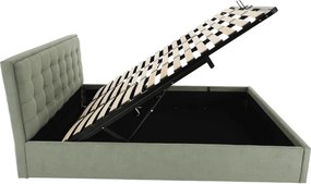 Postel ELSIE 160x200, čalouněná, mentolová látka Kondela 0000276279