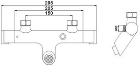 Vanová termostatická baterie MEXEN KAI s vývodem na sprchu - černá, 77300-70