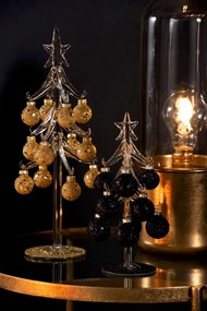 Skleněný stromek s černými koulemi Baubles Stars Medium – 12*12*30 cm