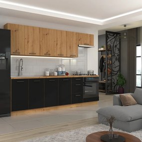 Spodní kuchyňská skříňka, černý mat / dub artisan, Monro 60 D 1F BB