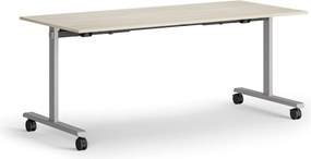 Mobilní stůl MATCH, 180x80 cm, šedá podnož, dub přírodní