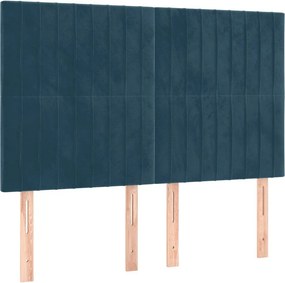 Čelo postele tmavě modré 144x5x118/128 cm sametové 3116622