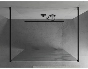 Mexen Kioto, průchozí sprchová zástěna 120 x 200 cm, 8mm sklo čiré/bílý vzor, 2x černá stabilizační rozpěra, 800-120-002-70-97