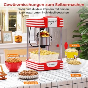 Costway Retro stroj na popcorn 300 W Stroj na popcorn ve stylu Cinema s hřejivým